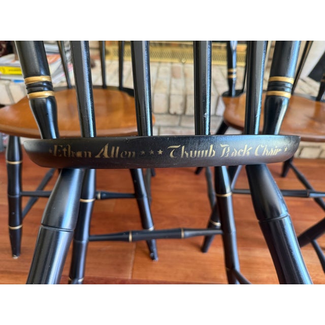 Set of 4 Ethan Allen "Deer & Willow" Hitchcock Chairs – Black & Gold ...