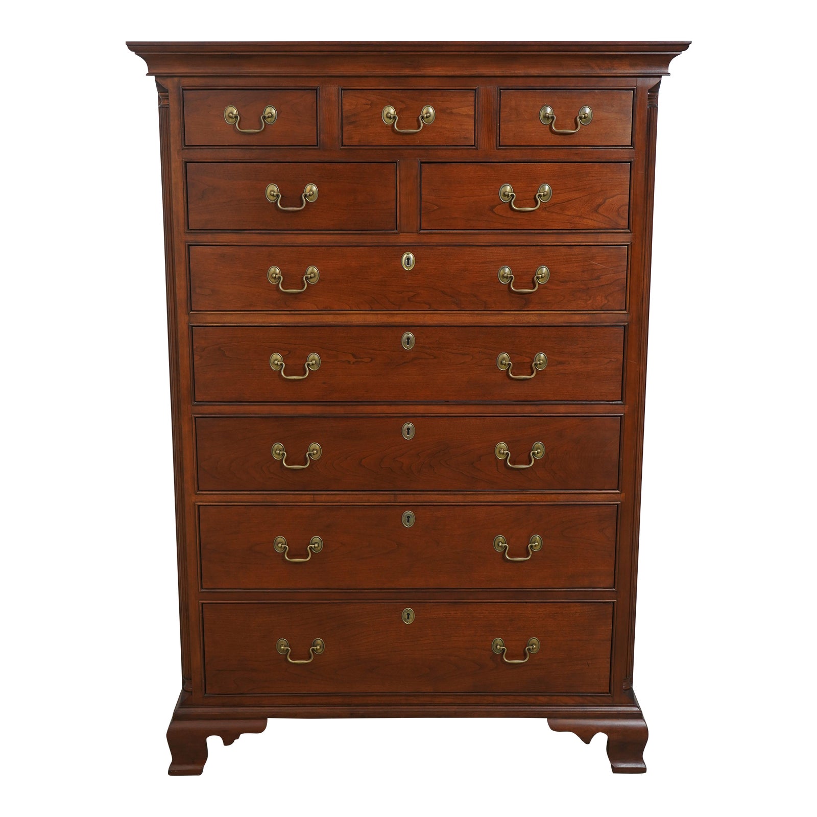 Stickley Chippendale Style Cherry High Chest of Drawers | Chairish