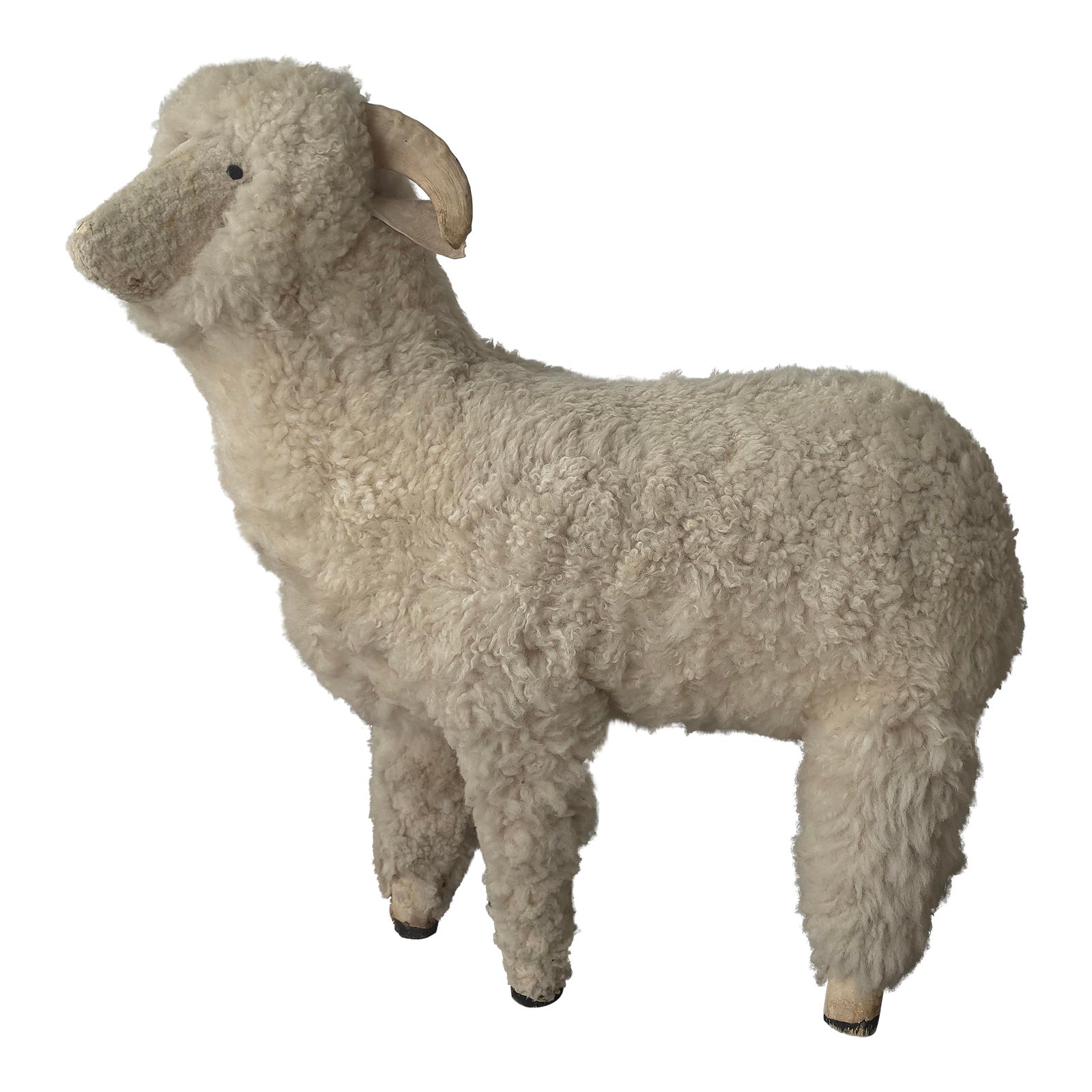 Mid Century Wool Ram Sheep Stool Sculpture | Chairish