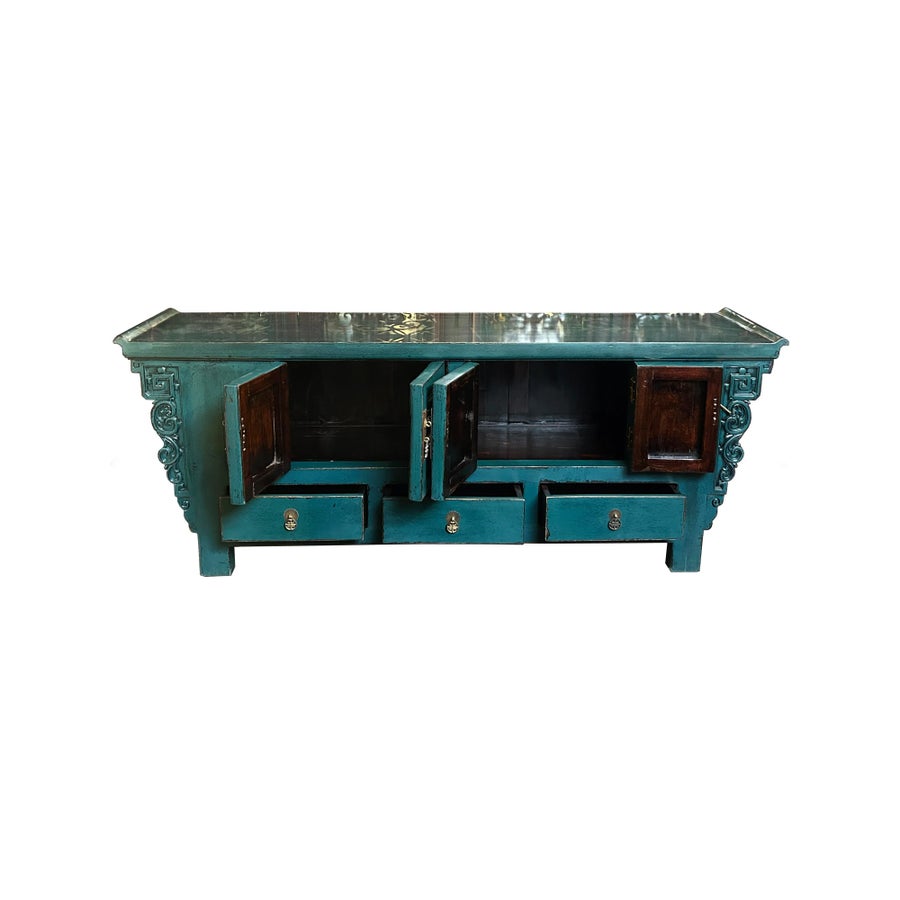rustic low media console