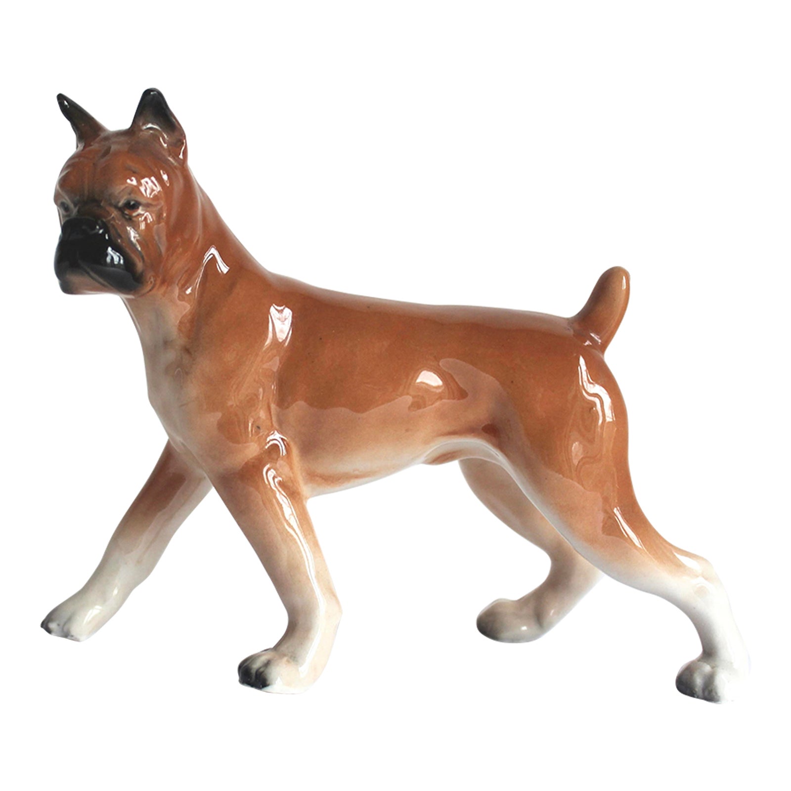 Vintage Ceramic Boxer Dog Figurine Porcelain Canine | Chairish