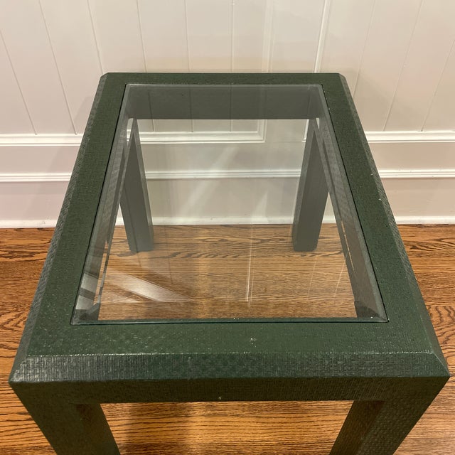 Mid 20th Century Lacquered Woven Grass Cloth Parsons Side Table ...