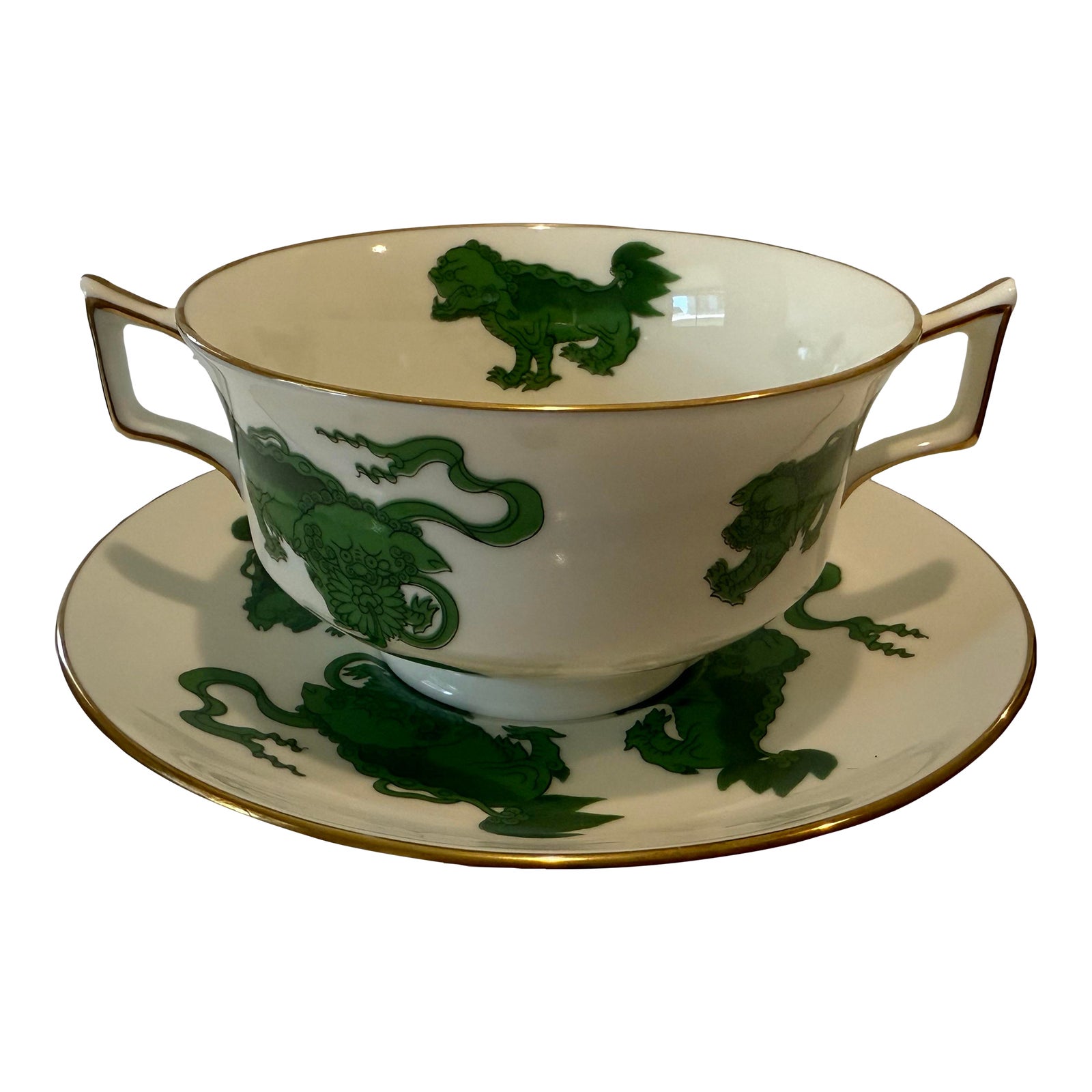 Late 20th Century Wedgwood Bone China Chinese Tigers Double Handled ...