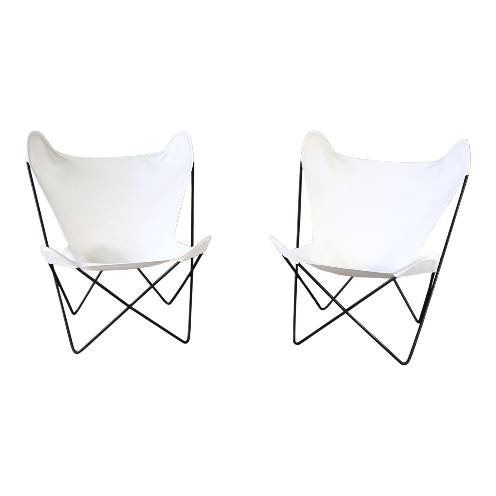 Vintage Original Pair Bkf Hardoy for Knoll Iron Frame Butterfly Chairs ...