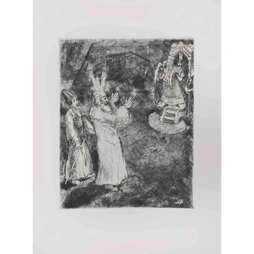 Marc Chagall, Moses and Aaron Before Pharaoh, Etching, 1956 | Chairish