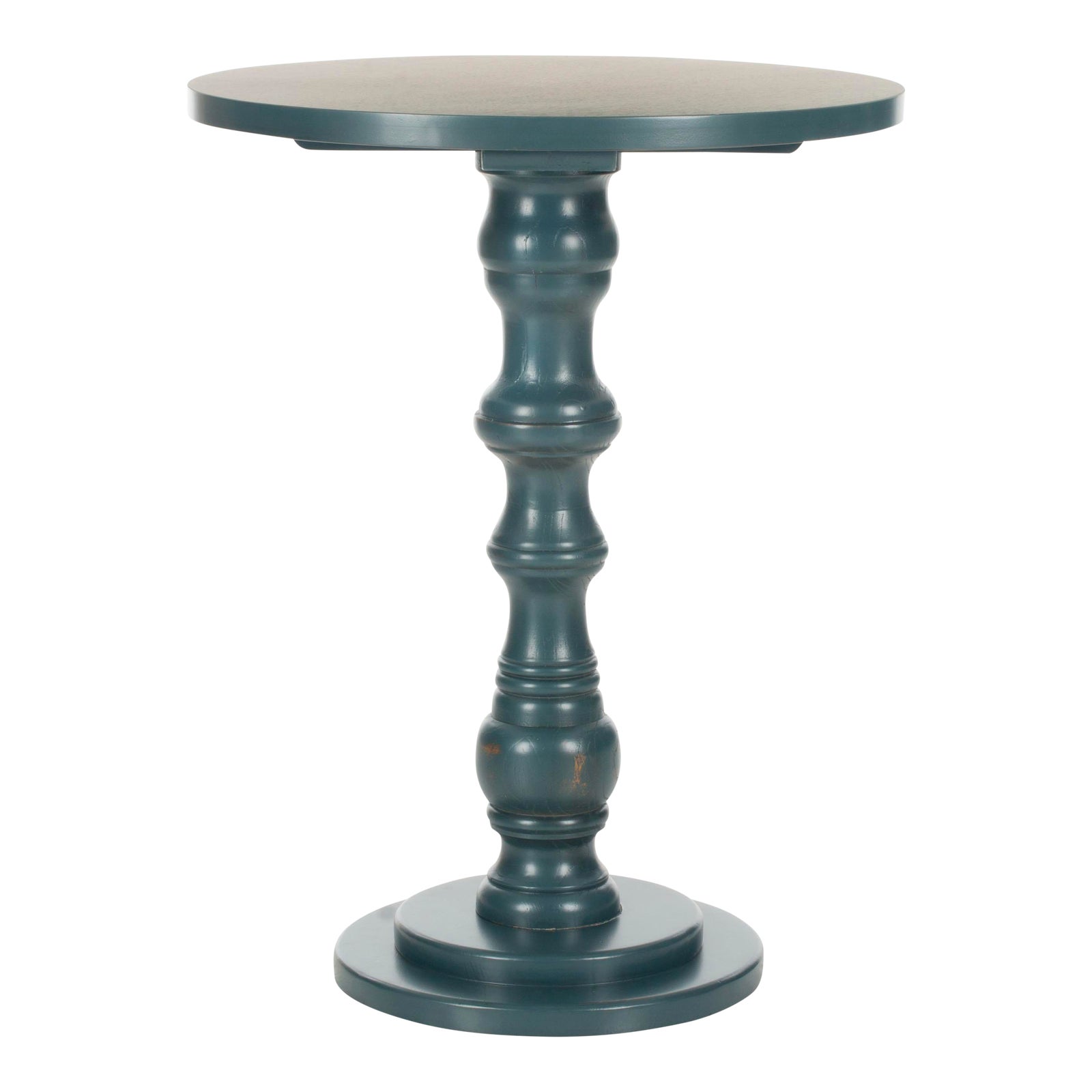 Round Top Accent Table in Steel Teal | Chairish