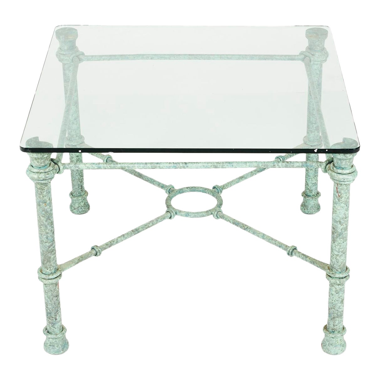 Vintage 1980s Square Verdigris End or Coffee Table | Chairish