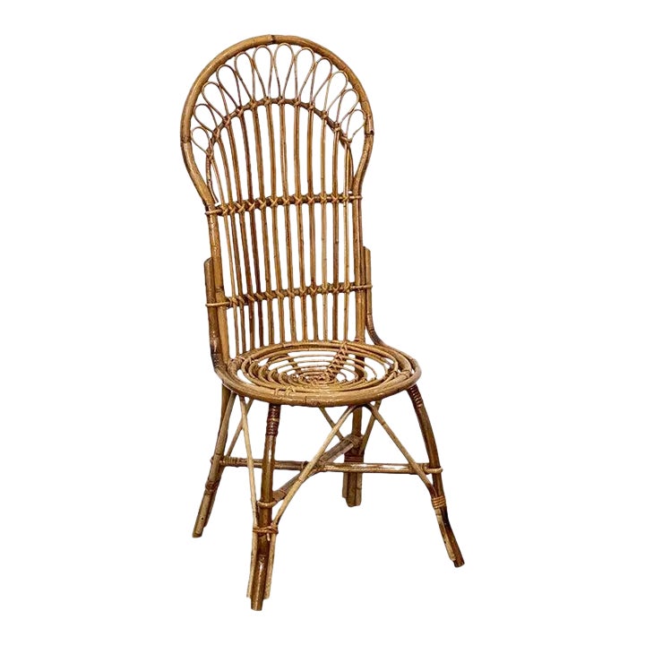 Italian Fan-Backed Chair of Rattan and Bamboo From the Mid-20th Century ...