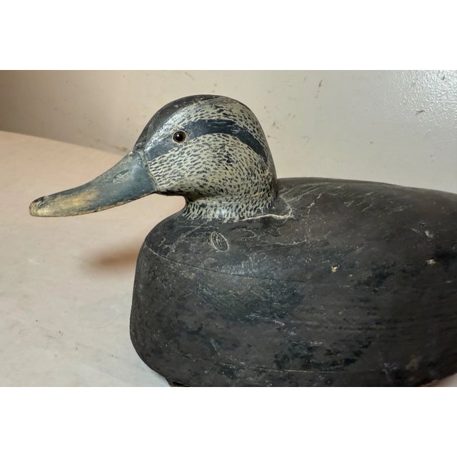 Large Antique Hand Carved Wood Folk Art Bluebill Drake Duck Decoy Bird ...