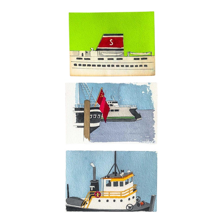 1970s Robert Hermann Set of Three Nautical Paintings | Chairish