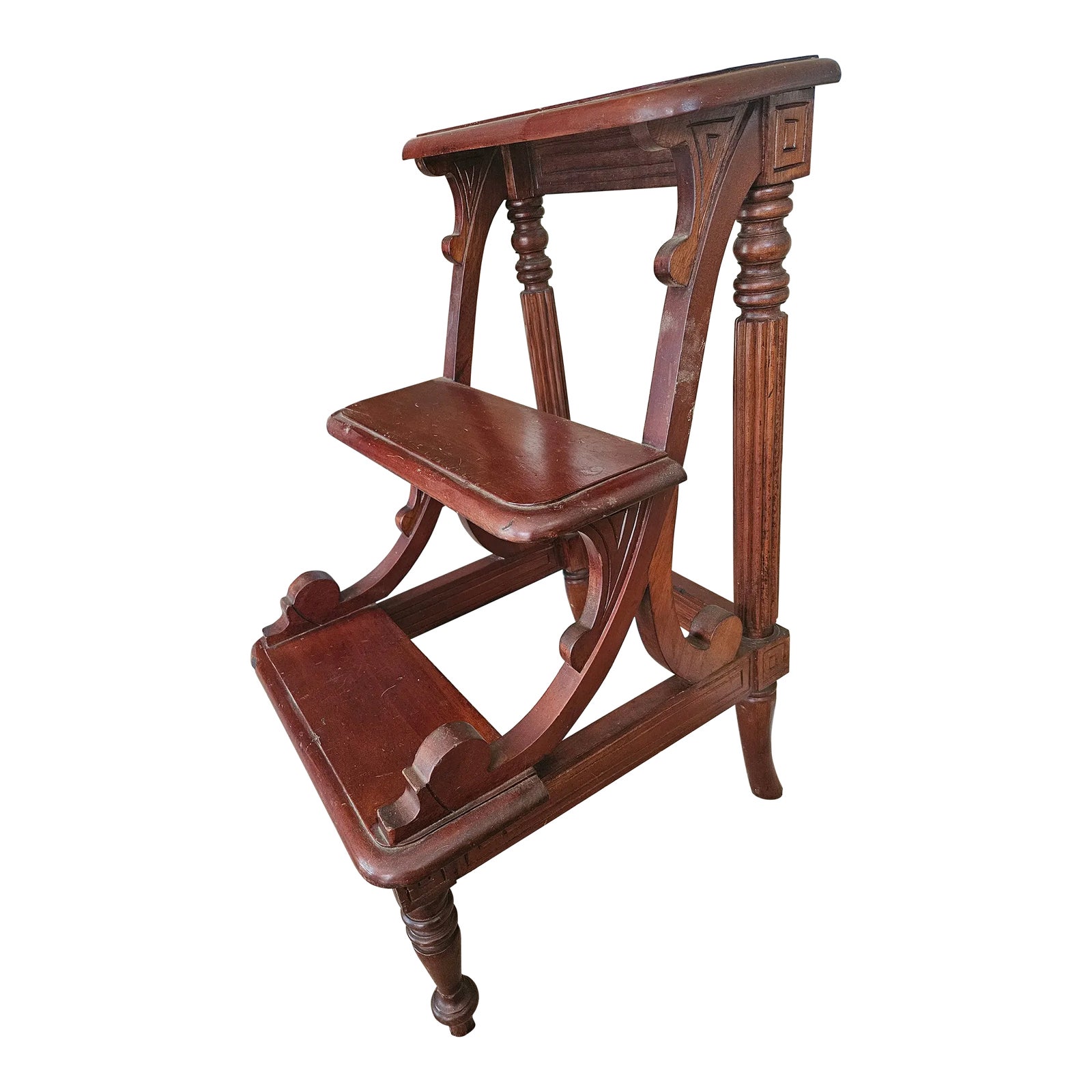 Late 20th Century Edwardian Style Library Steps | Chairish