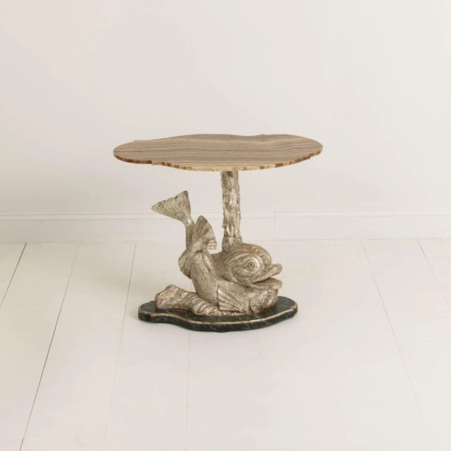 19th Century Italian Silver Leaf Dolphin Side Table With Original Wood ...