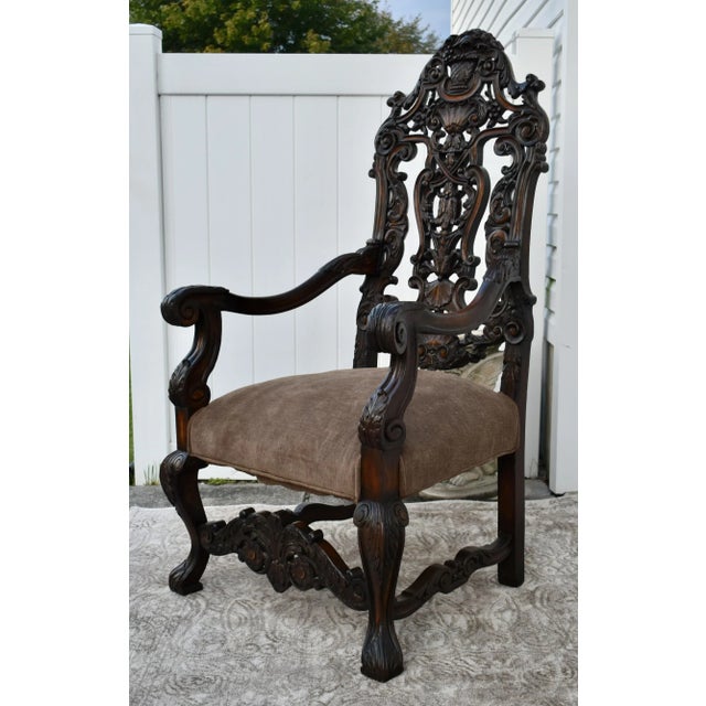 Antique Carved Walnut French Baroque Style High Back Throne Back Chair ...