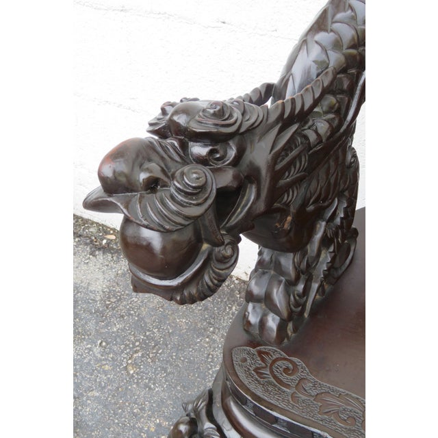 Early 1900s Heavy Hand Carved Chinese Dragon Accent Side Arm Chair ...