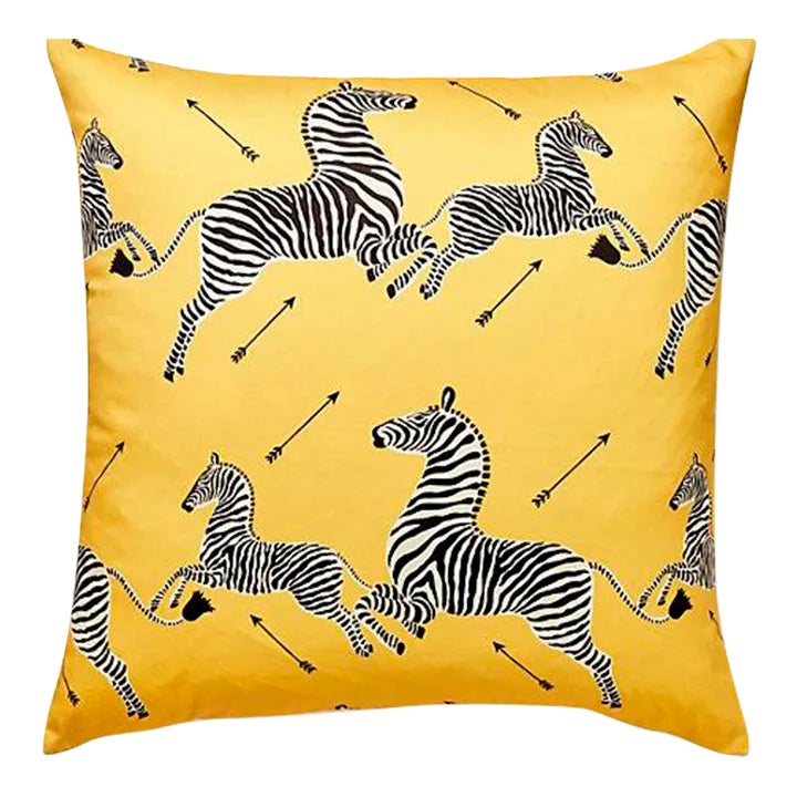 The House of Scalamandré Zebras Petite Pillow, Yellow | Chairish