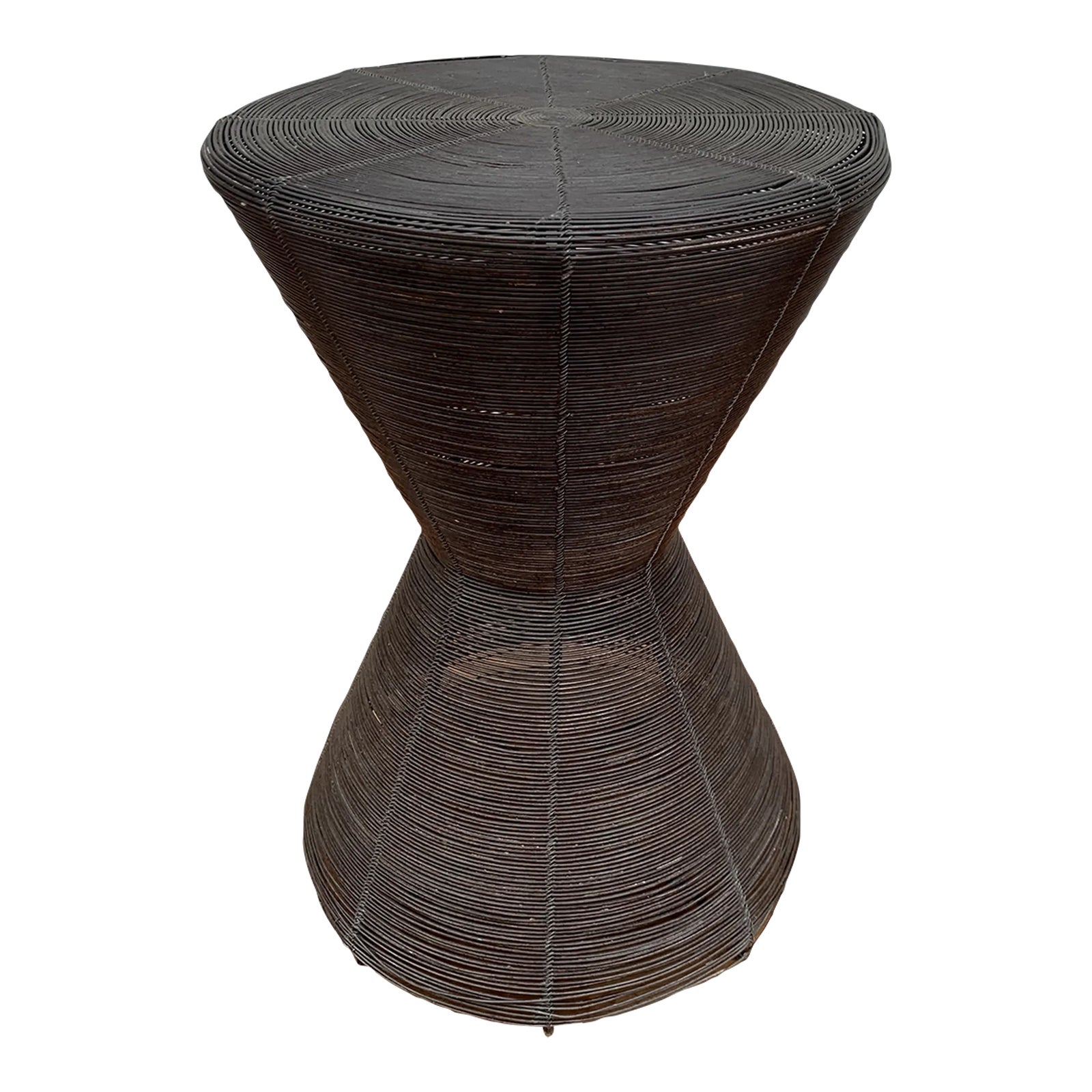 Vintage Designer Black Iron Wire Hourglass Accent Side End Table | Chairish