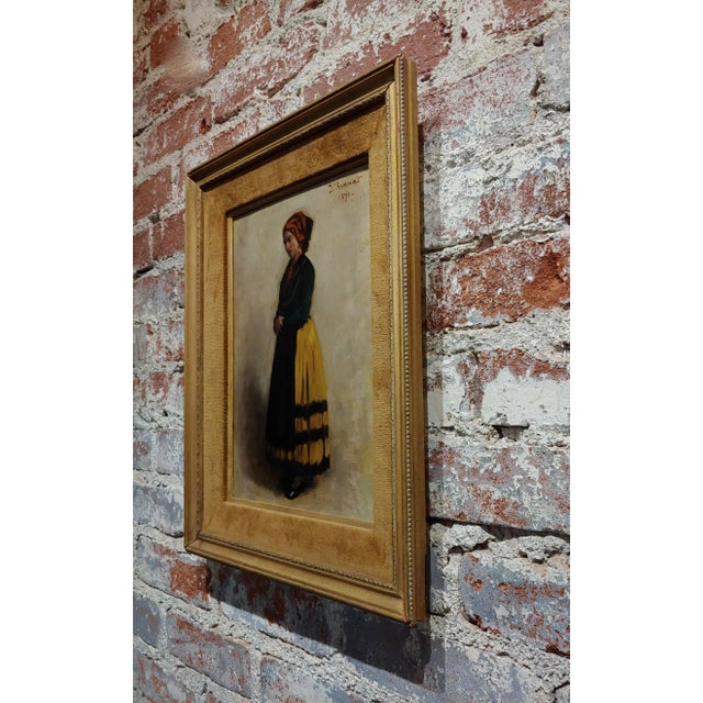 Leon Bonnet 19th Century Portrait of an Italian Woman Oil Painting C ...