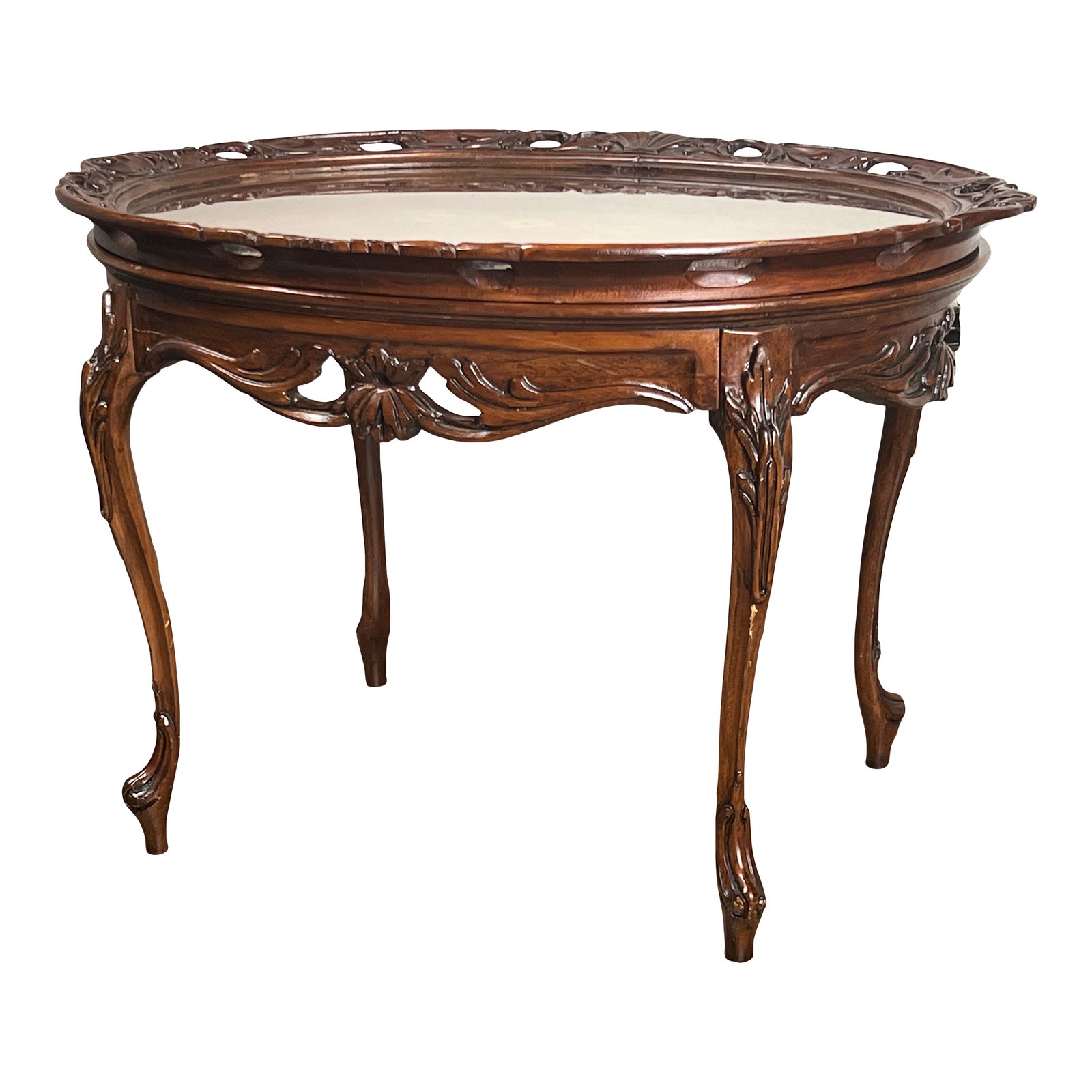 Vintage Louis XVI Style Butlers Table With Removable Glass Tray | Chairish