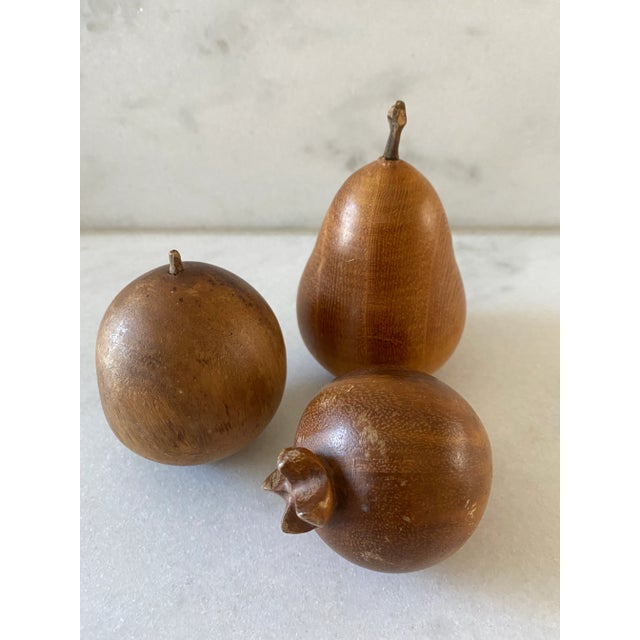 Vintage Carved Wood Fruit Collection - 6 Pieces | Chairish