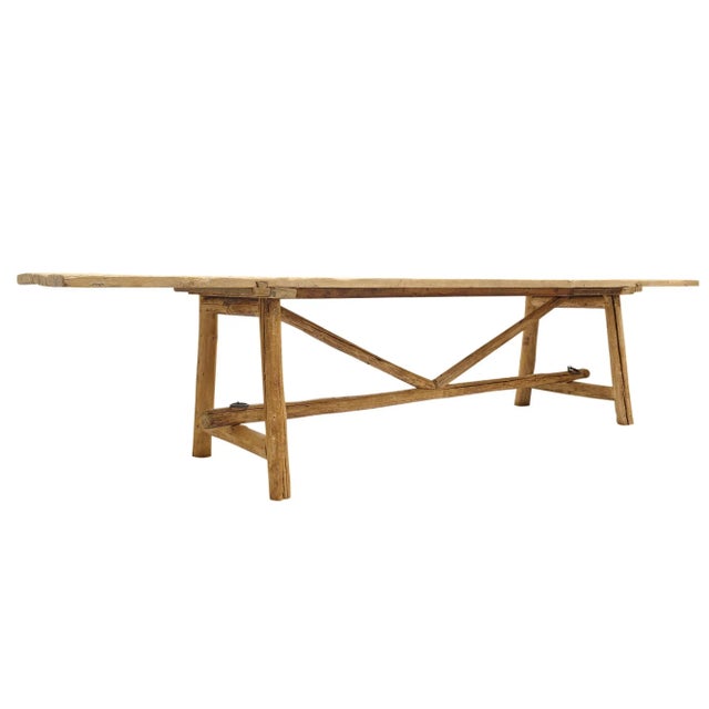 Italian Antique Harvester Farm Table | Chairish