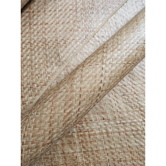 Hand Woven Split Bamboo Cane Herringbone Floor Mat | Chairish