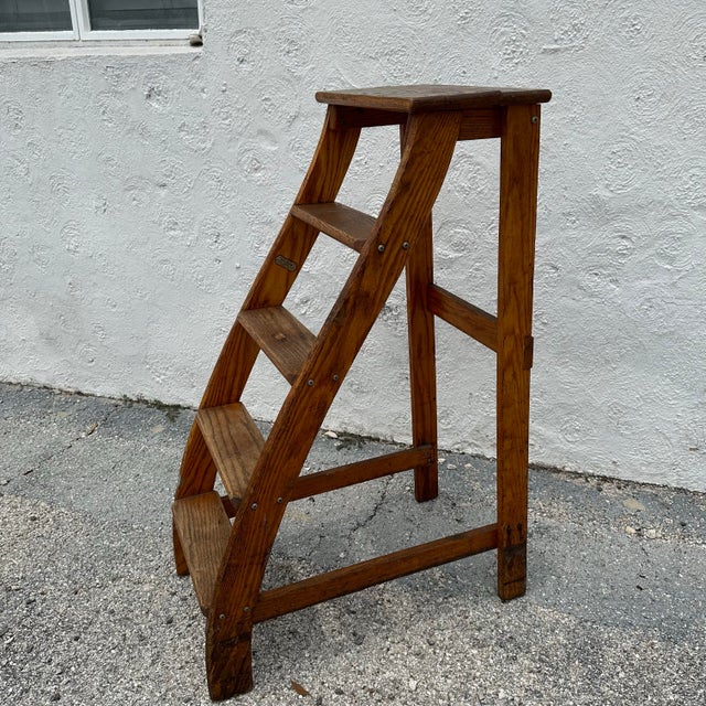 Vintage Curved Library Ladder by Putnam | Chairish
