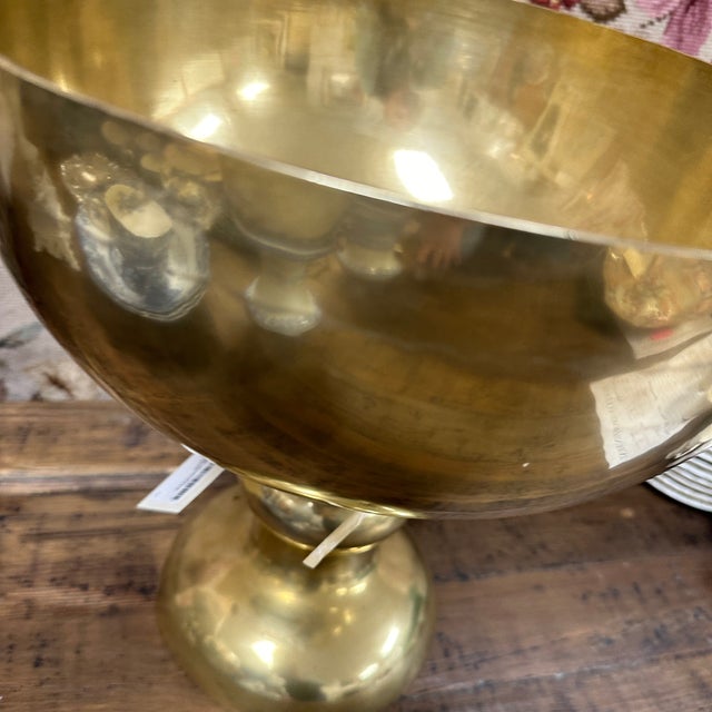 1920s Extra Large Brass Chalice Footed Bowl | Chairish