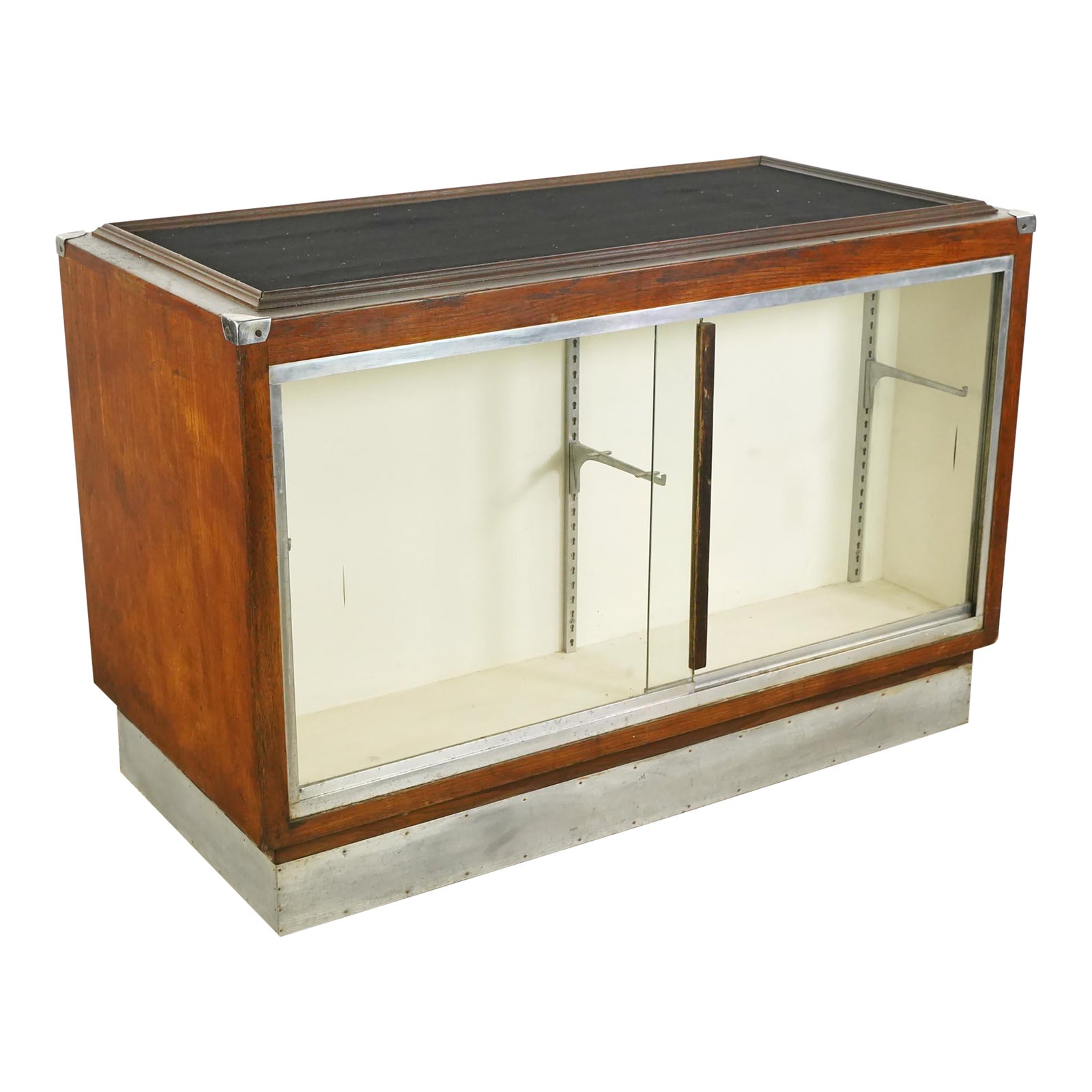 Vintage European Glass Front Store Display Storage Case Counter | Chairish