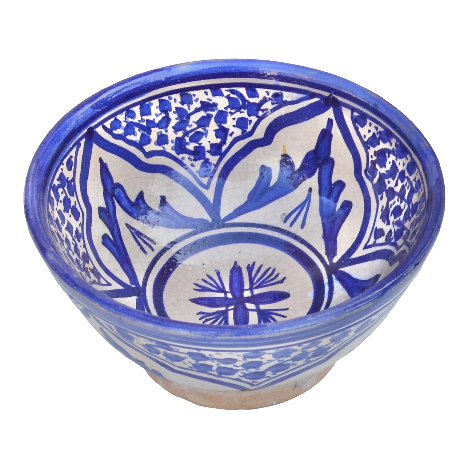 Late 19th Century Handmade Blue Andalusian-Patterned Ceramic Bowl ...
