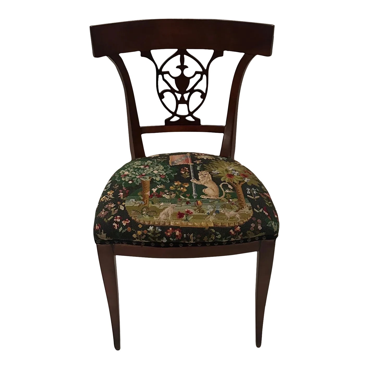 Antique Carved Mahogany Regency Style Side Chair | Chairish