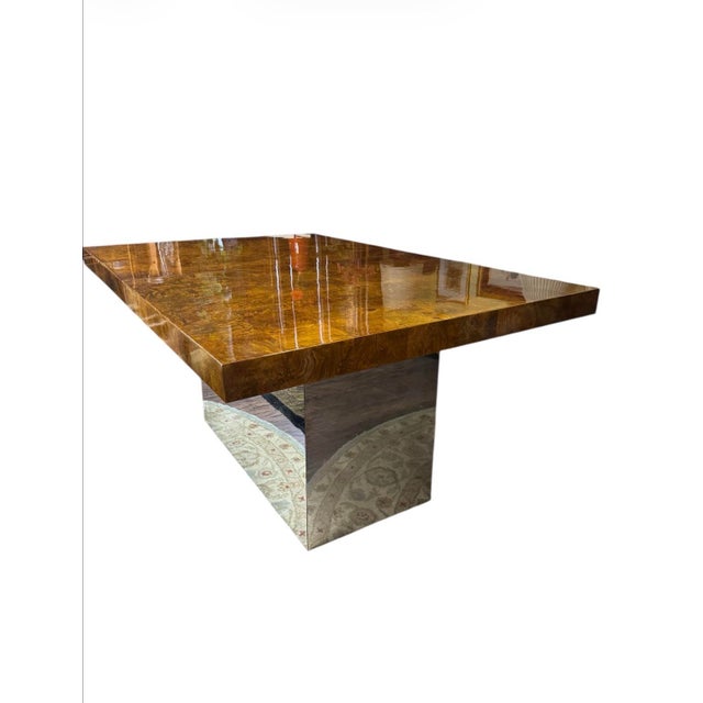 1976 Attributed to Milo Baughman Olive Burl Extension Dining Table on ...