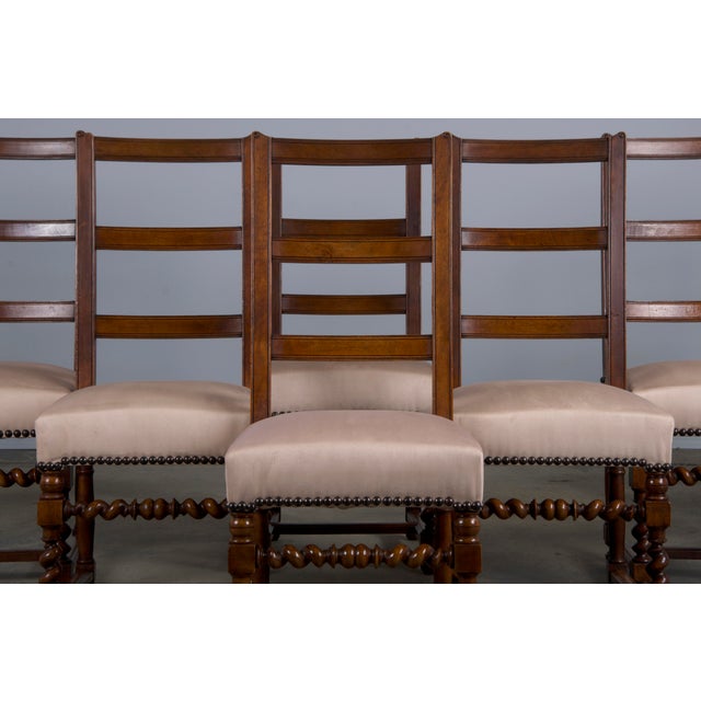 Antique French Louis XIII Style Ladder Back Walnut Dining Chairs W ...