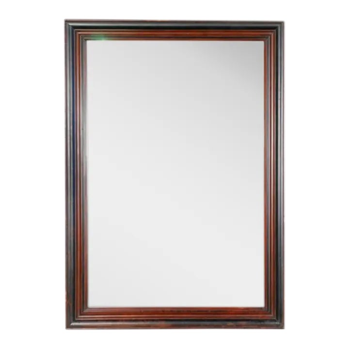 Antique Red and Black Spoiled Glass Mirror | Chairish