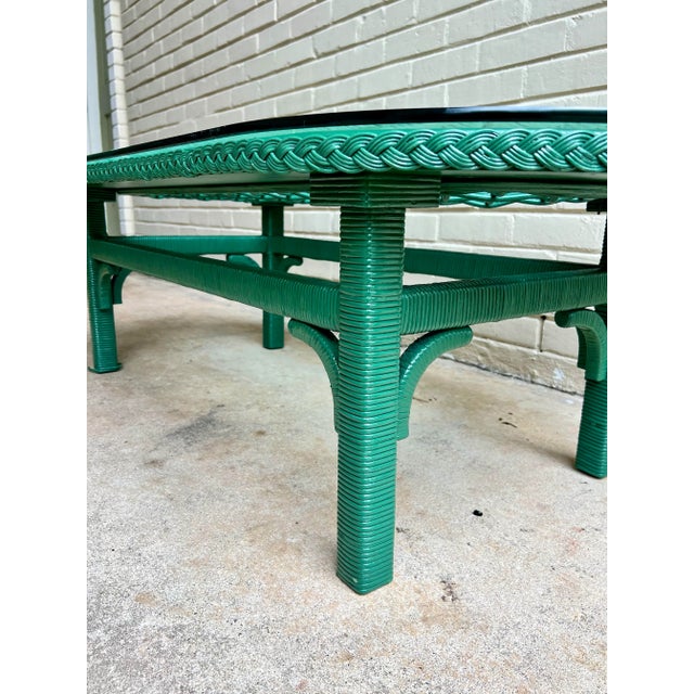 Late 20th Century Vintage Newly Painted Congo Green Oval Wicker Coffee ...