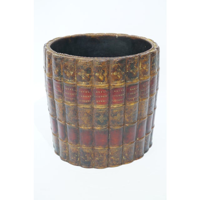 Vintage Maitland-Smith Style Wastebasket Cachepot Faux Antique Book ...