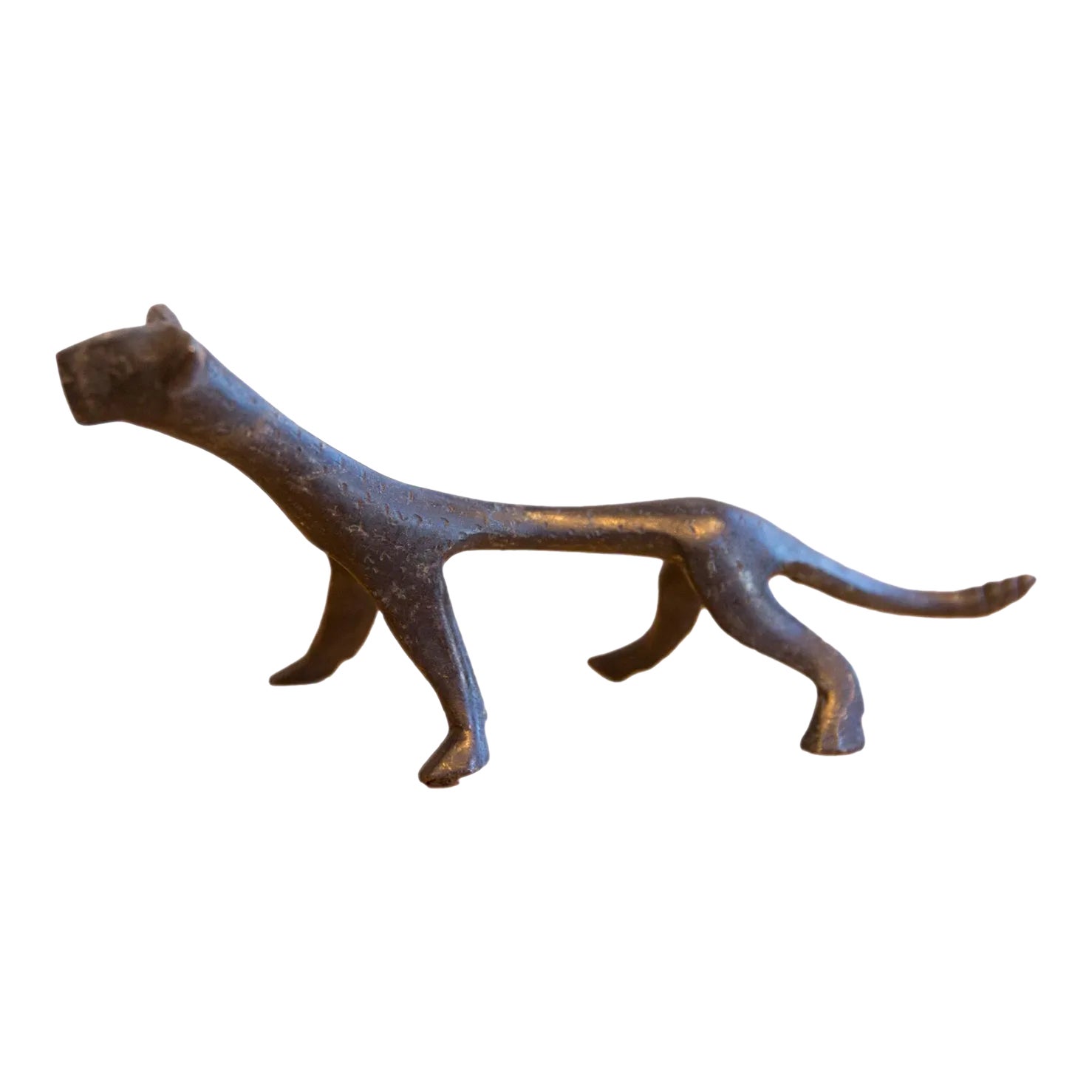 Vintage African Cheetah With Dark Patina | Chairish