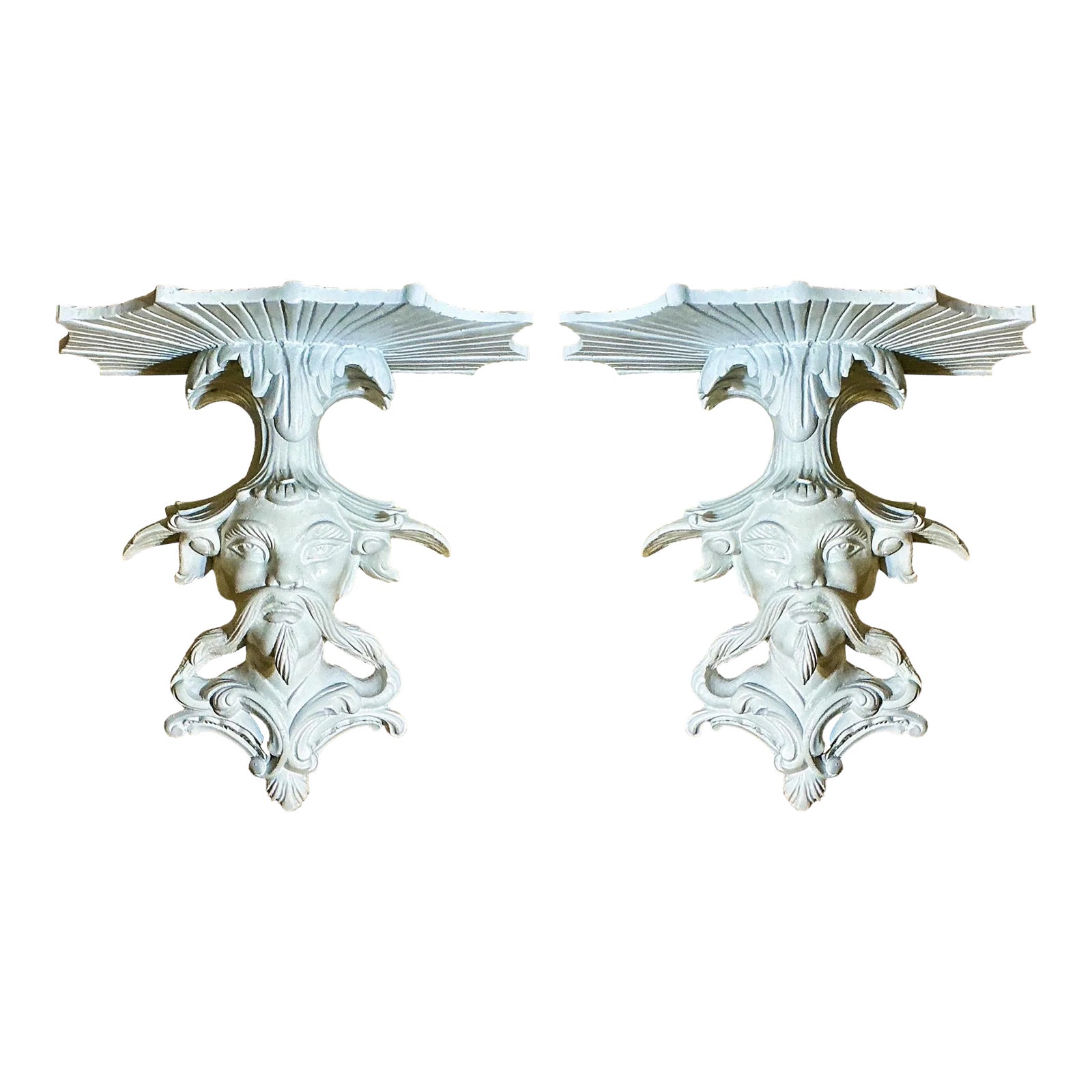 Blanc De Chine Chinese Export Style Chinoiserie Ancestral Wall Brackets ...