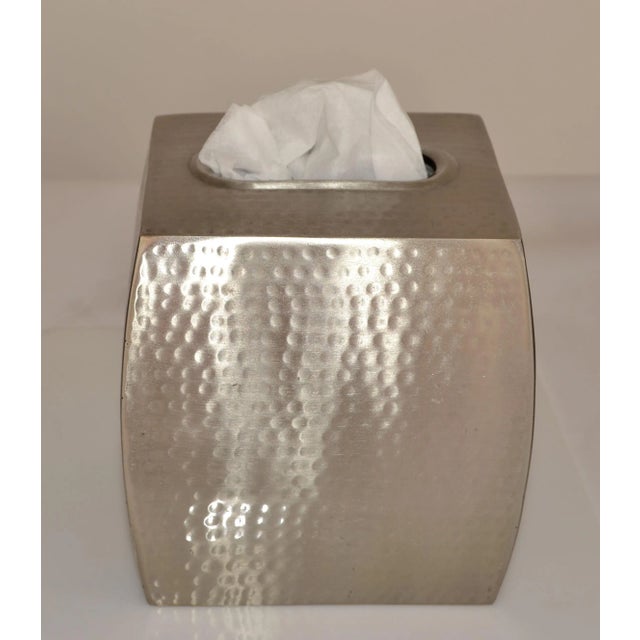 Vintage Cube Hand Hammered Stainless Steel Tissue Boutique Box Cover ...