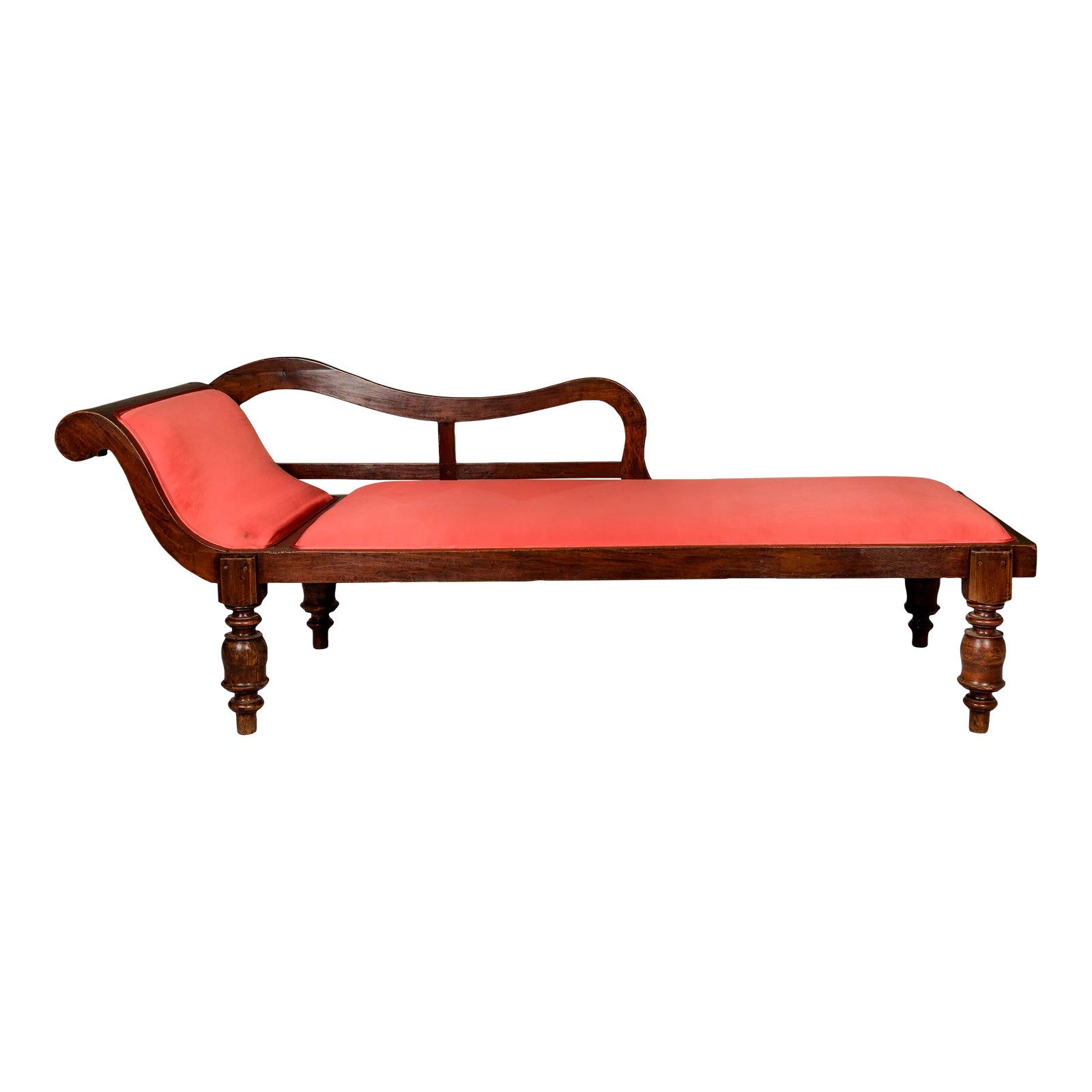 Récamier Style Daybed with Silk Cushion, Out-Scrolling Back and Turned ...