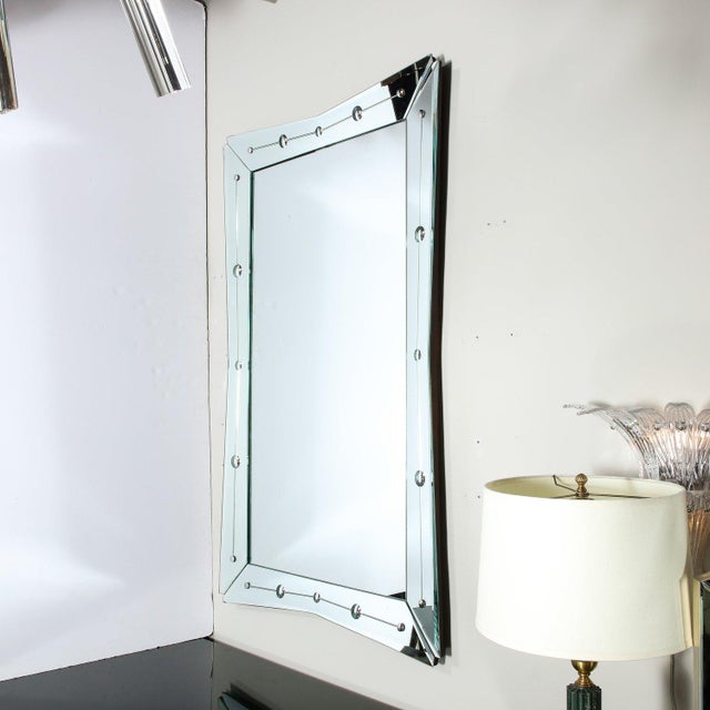 1940s Hollywood Art Deco Atomic Mirror With Beveled Edges & Reverse ...
