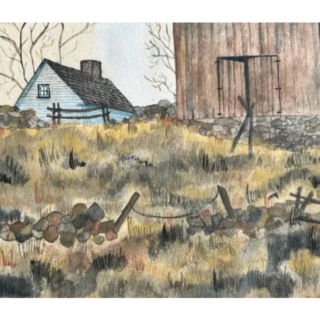 Folk Art, Americana Painting of a Red Truck and Barn | Chairish