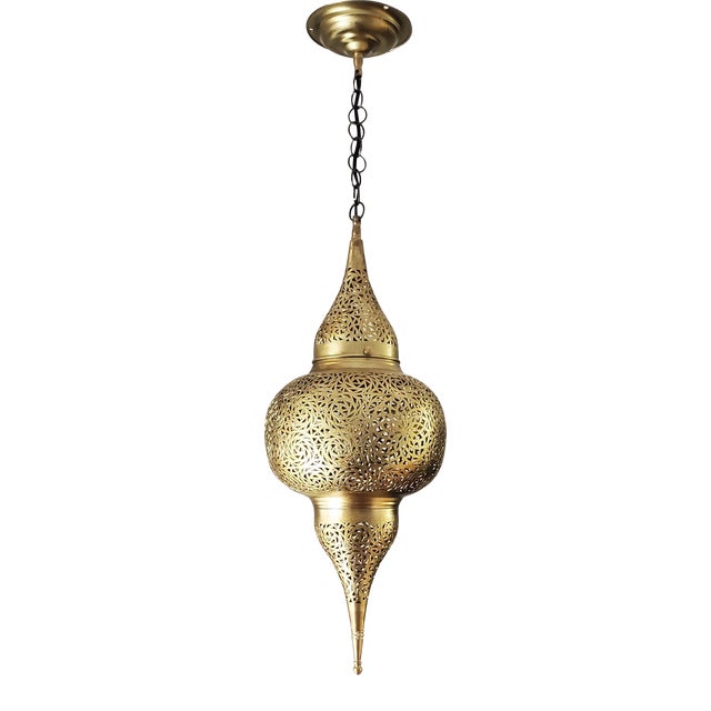 Contemporary Moroccan Ceiling Copper Lamp / Lantern, Double Drop | Chairish