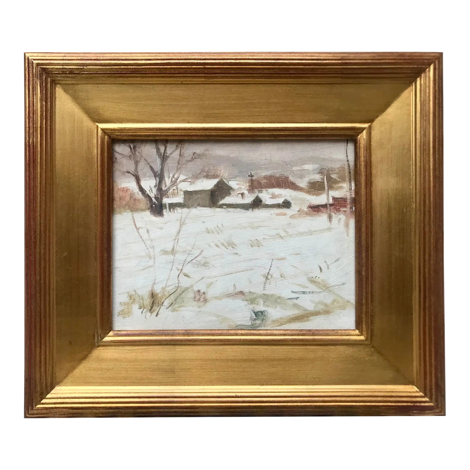 American Impressionist Oil Painting New England Winter Landscape by ...
