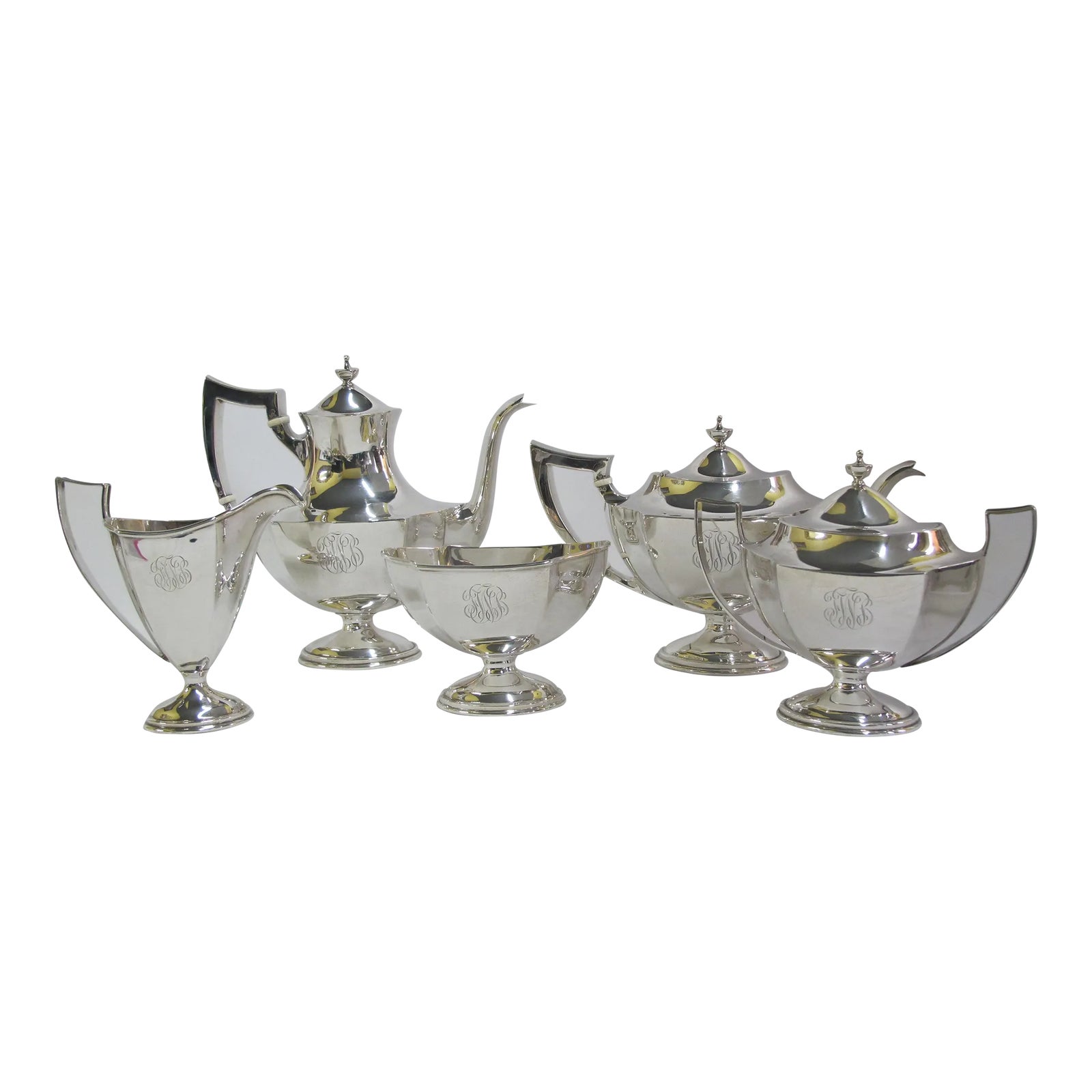 Victorian Sterling Silver Meriden Brittania Coffee & Tea Service 5pc ...
