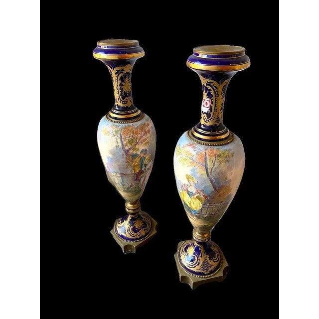 19th Century French Louis XVI Big Sevres Vases - a Pair | Chairish