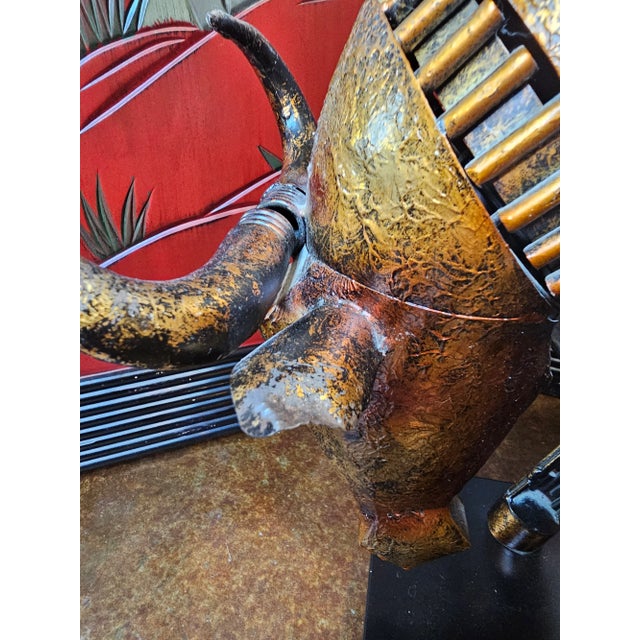 Vintage Welded Metal Brutalist Bull Sculpture | Chairish