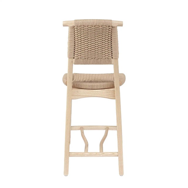 Modern Woven Danish Cord Seat Deck and Back Hardwood Counter Stool ...