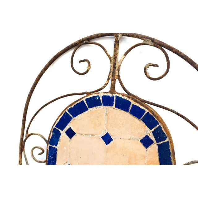 Terracotta Tile Wall Sconce With Candle Cup Blue Accents | Chairish