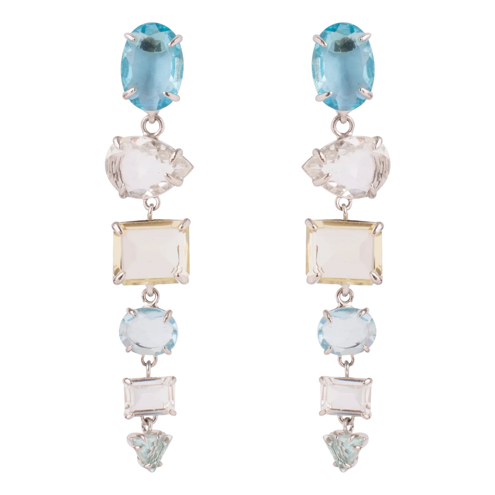 Kelly Earrings Base Metal, Light Blue | Chairish