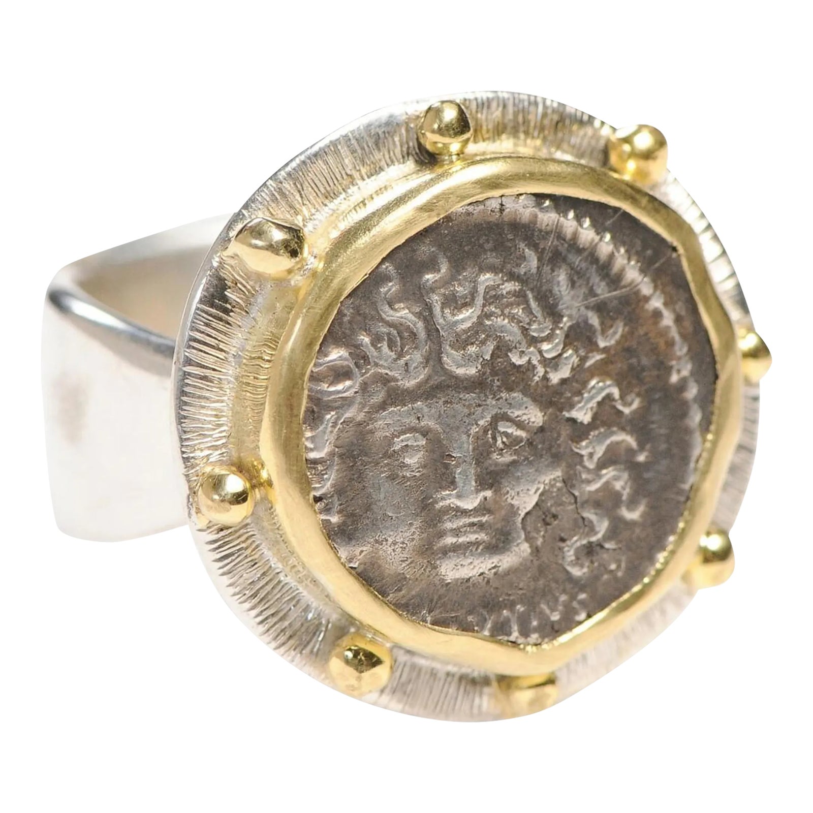 Antique Medusa Coin Ring 18kt Gold Setting, Size 8.5 | Chairish